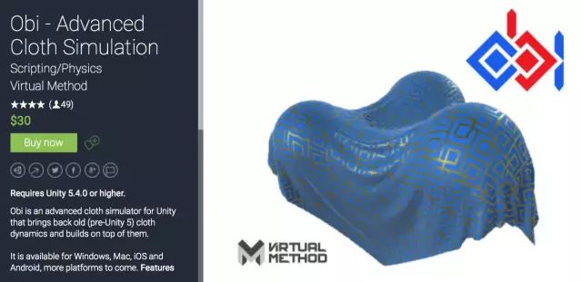 Obi - Advanced Cloth Simulation介绍 - Unity Connect